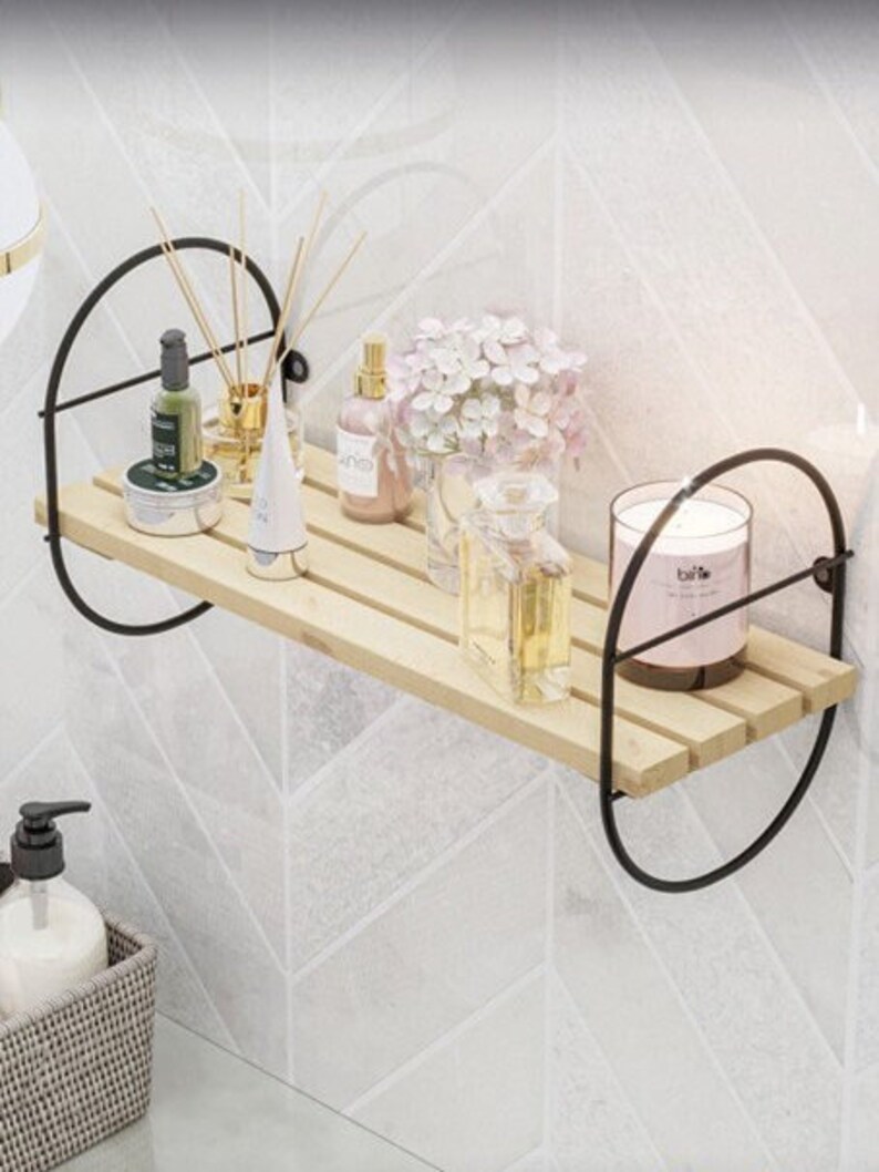 Wall Shelf Single Bookshelf Solid Wood Living Room Bathroom Kitchen ...