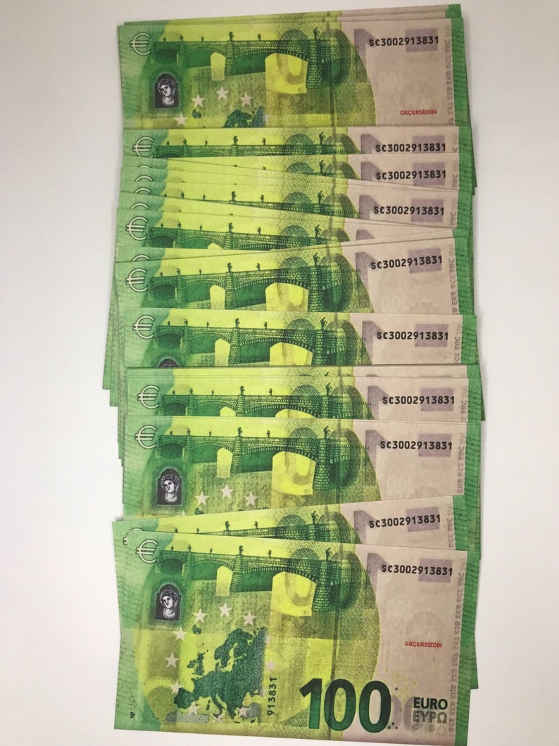 Realistic 100 Euro Fake Euro Banknotes Joke Money Toy Money Real Size ...