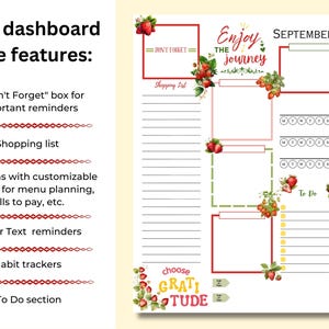 Strawberries Weekly Planner Insert; 2 Page Dashboard Layout for HP ...