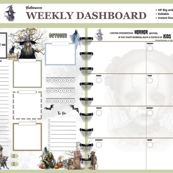 Halloween Planner Dashboard Printable - Etsy