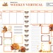 Autumn Leaves Weekly Planner Insert, 2 Page Vertical Layout for Happy ...