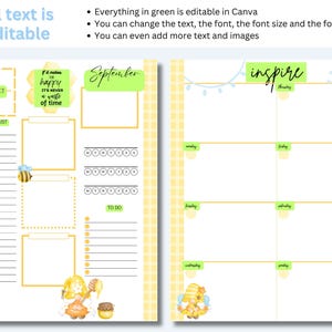 Bee Gnomes Weekly Planner Insert; 2 Page Dashboard Layout for HP ...