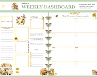 Bee Gnomes Weekly Planner Insert; 2 Page Dashboard Layout for HP ...
