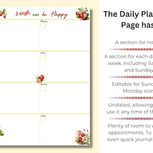 Strawberries Weekly Planner Insert; 2 Page Dashboard Layout for HP ...