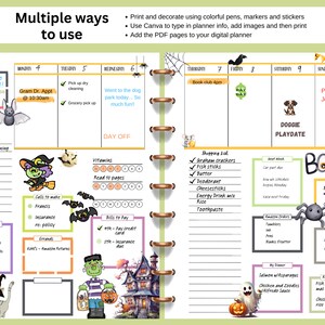 Cute Halloween Weekly Planner Insert, 2 Page Vertical Layout, Happy ...