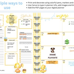 Bee Gnomes Weekly Planner Insert; 2 Page Dashboard Layout for HP ...