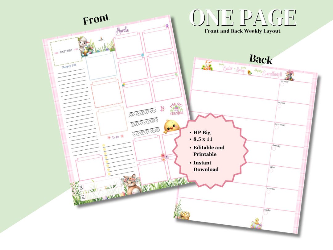 Easter 24 Weekly Insert; 1 Page Front and Back, Dashboard Layout for HP ...