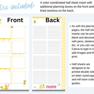 Bee Gnomes Weekly Planner Insert; 2 Page Dashboard Layout for HP ...