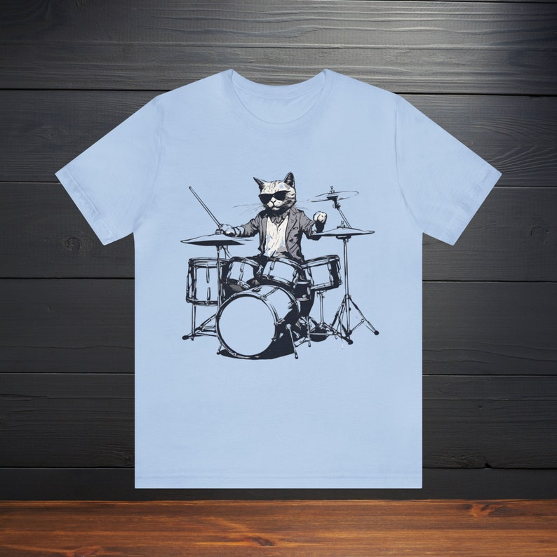 Cool Graphic Tee Shirts Cat Playing Drums Music Gift - Etsy