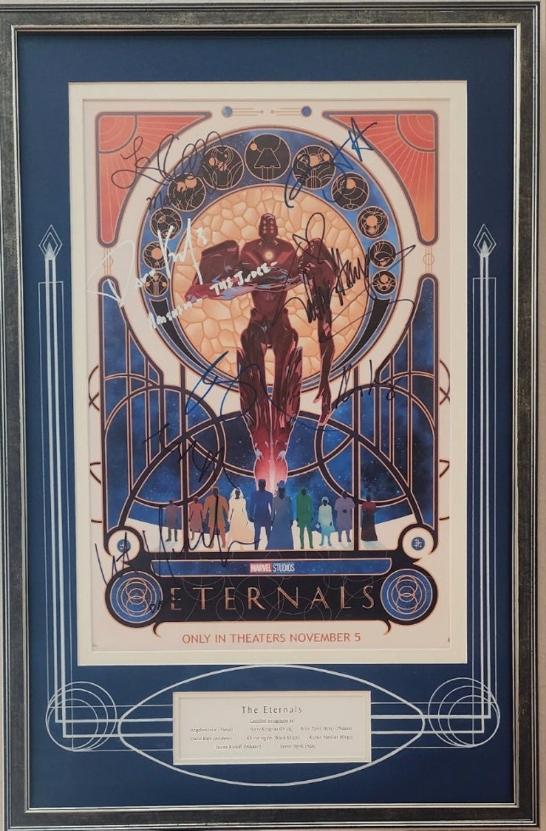 Cast Signed Marvel's Eternals Framed Poster hand Signed Autographs With ...