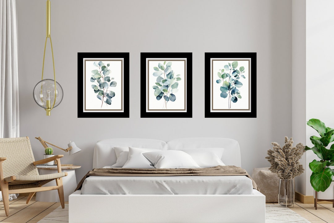 Botanical Eucalyptus Digital Printable Wall Art Decor 3-piece Set for ...