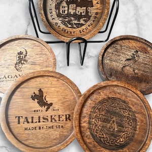 Custom Whiskey Bourbon Wooden Coasters - Free Shipping! Qty 5 Wood ...