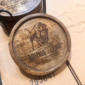 Custom Whiskey Bourbon Wooden Coasters - Free Shipping! Qty 5 Wood ...
