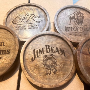 Custom Whiskey Bourbon Wooden Coasters - Free Shipping! Qty 5 Wood ...