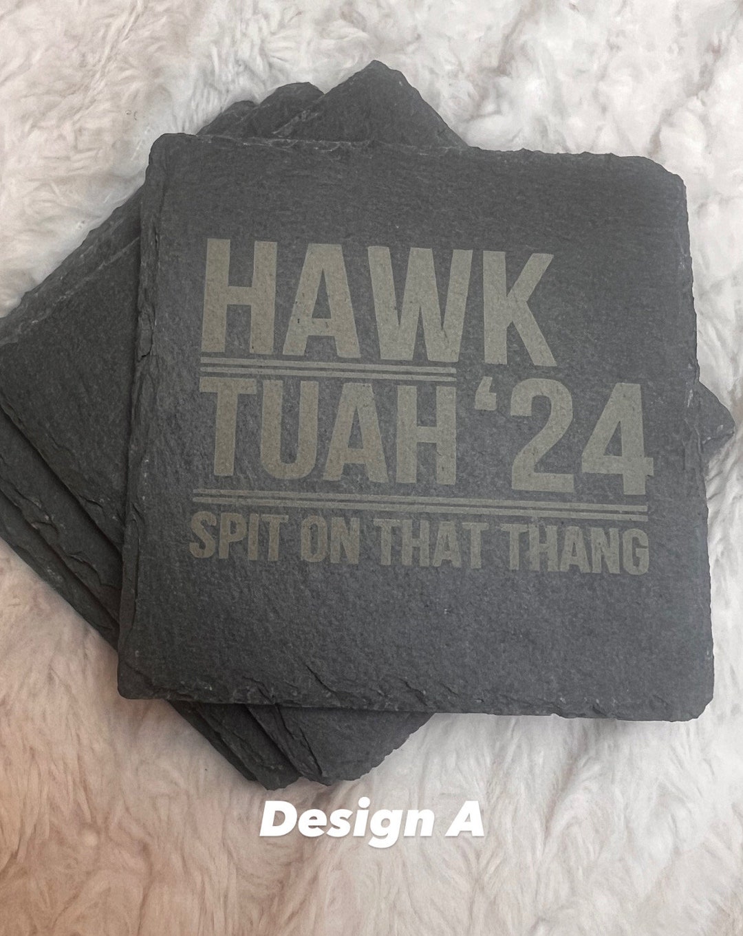 Funny Hawk Tuah Slate Coasters. Set of 4. Free Shipping Choose Between ...