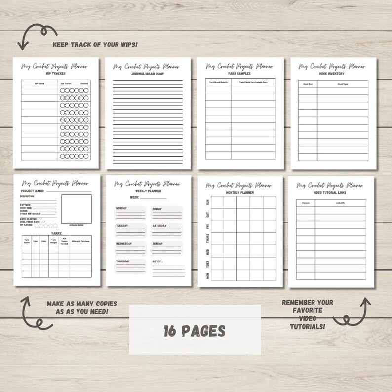Printable PDF Crochet Planner Crochet Journal Project Planner Crochet ...