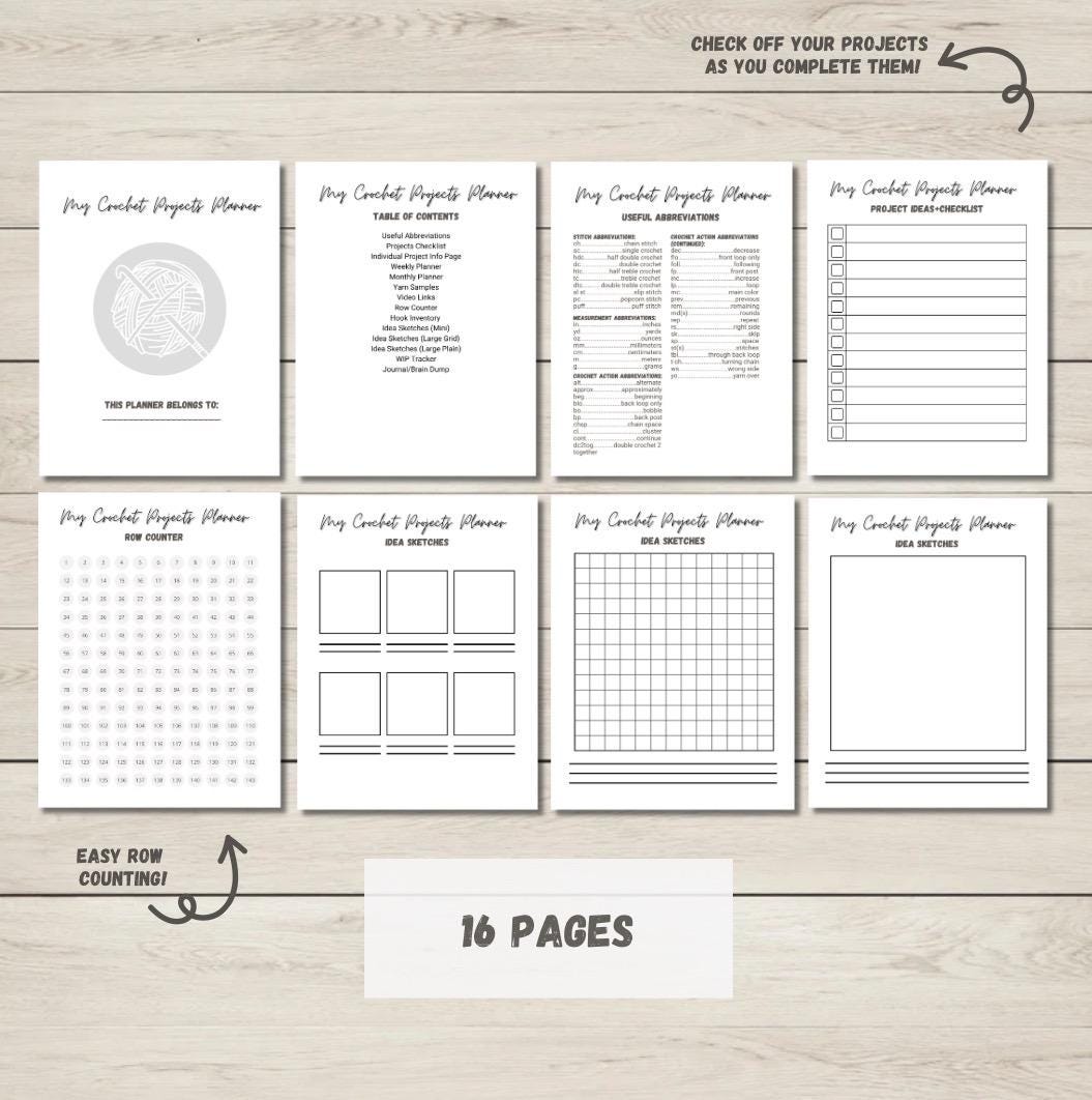 Printable PDF Crochet Planner Crochet Journal Project Planner Crochet ...