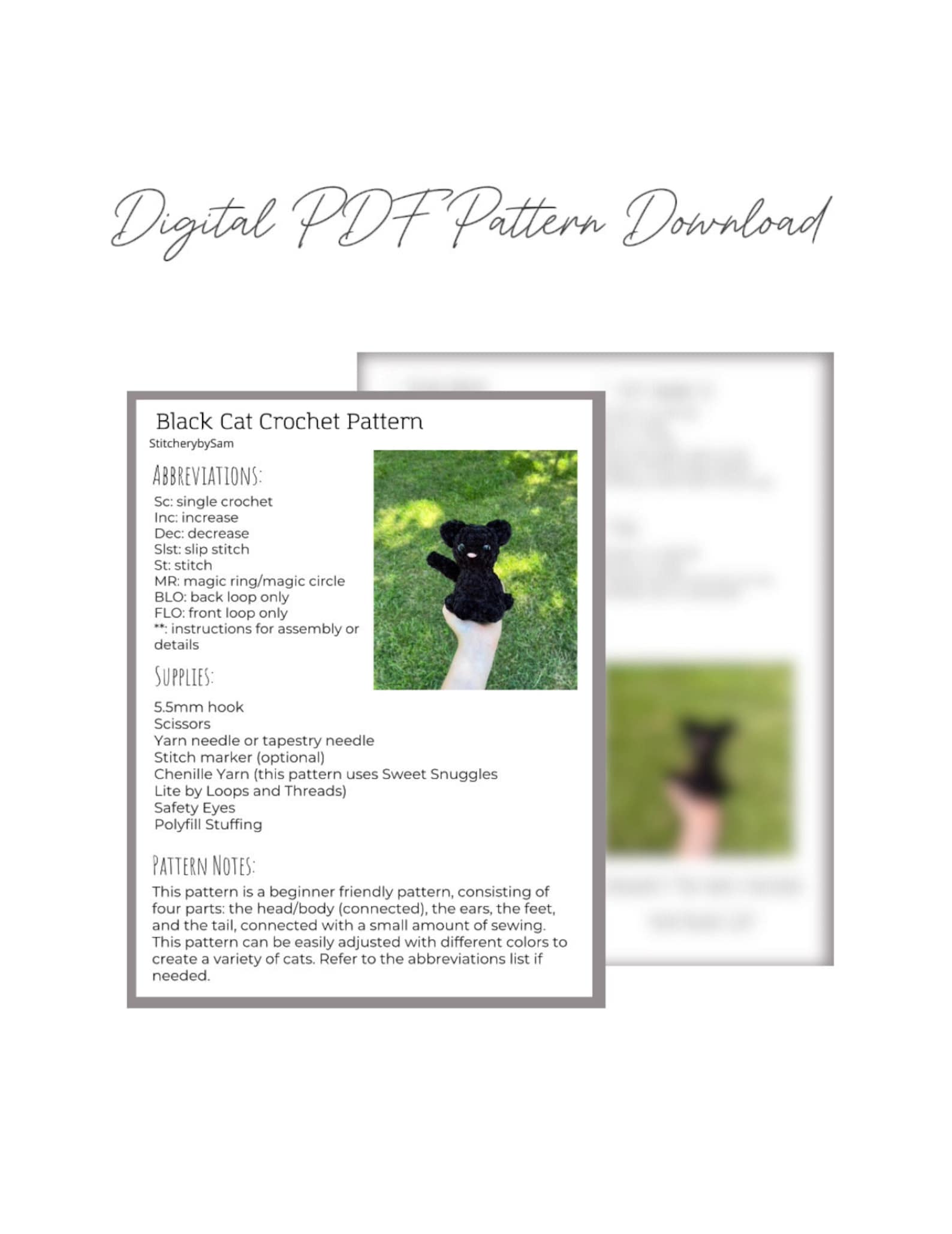 Black Cat Amigurumi Crochet Pattern (digital PDF) - Etsy