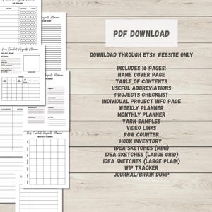 Printable PDF Crochet Planner | Crochet Journal Project Planner ...