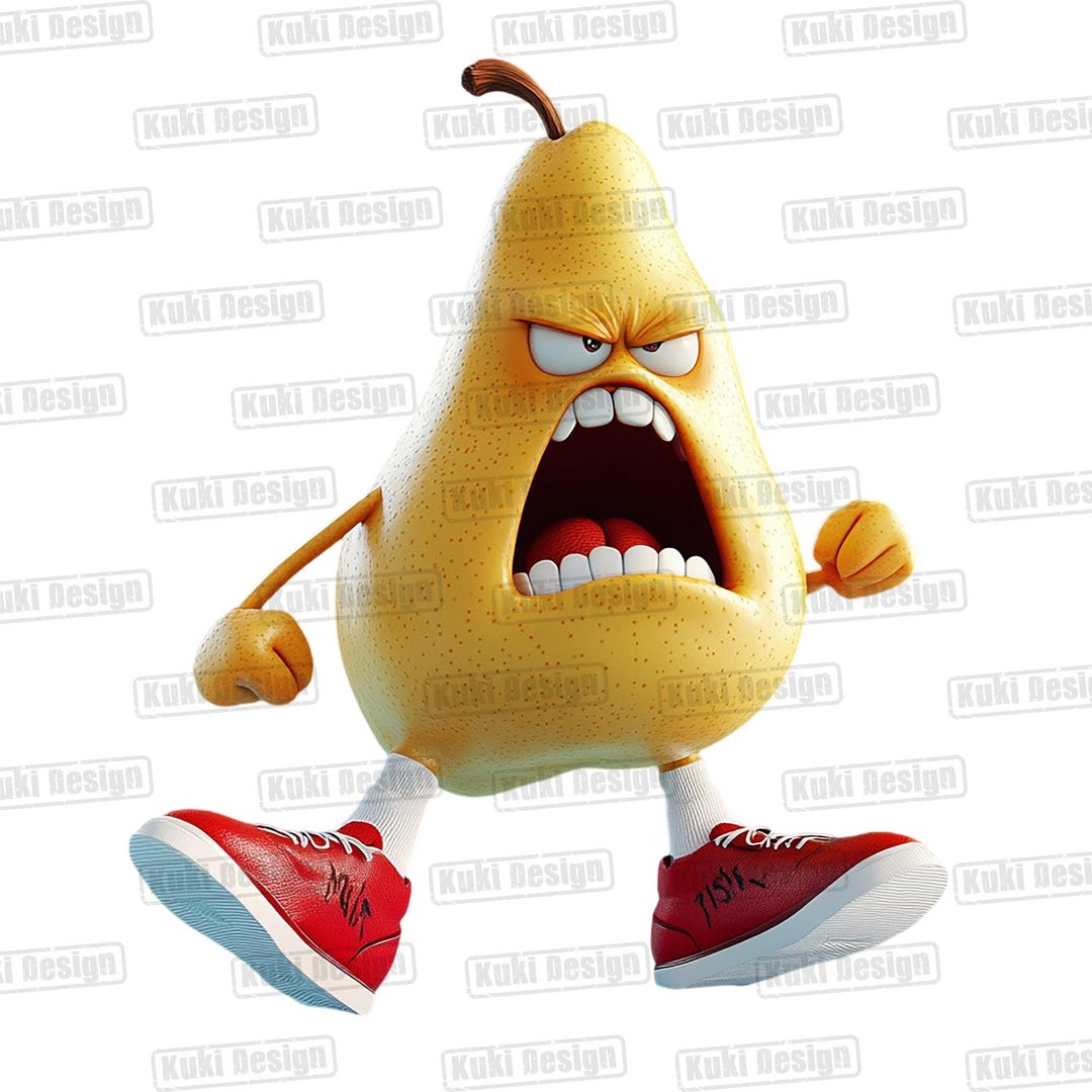 Funny Fruit Character Clipart PNG - Unique Design Element for Digital ...