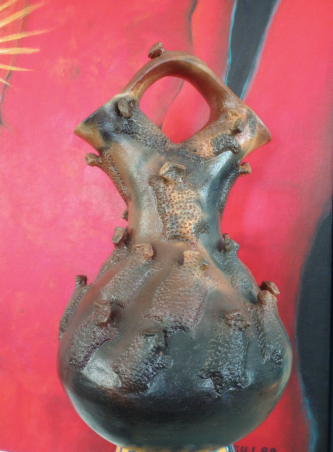 Betty Manygoats Wedding Vase With Horned Toad Appliqués Navajo Pottery ...