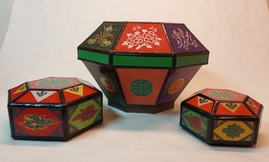 3 Handmade Traditional Korean Mulberry Paper Hanji Craft Storage Gift ...