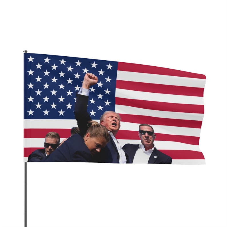 Trump Shot Flag, MAGA, Fist Pump, Rally - Etsy