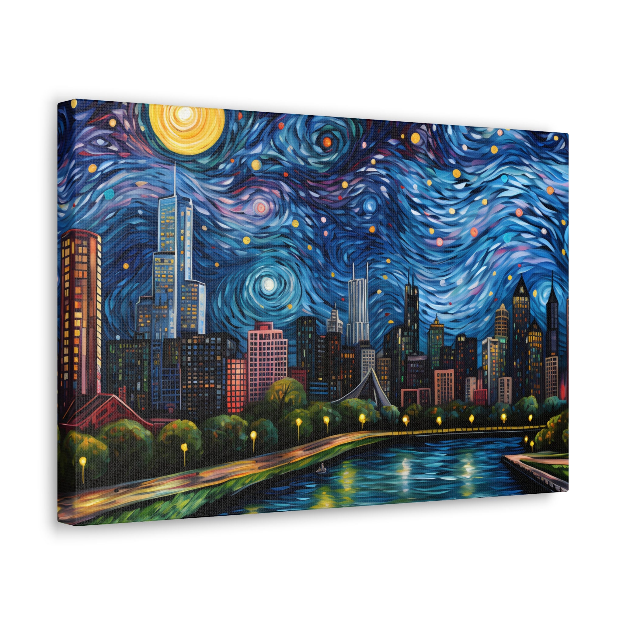 Chicago Van Gogh's Starry Night, Painting, Canvas, Art - Etsy