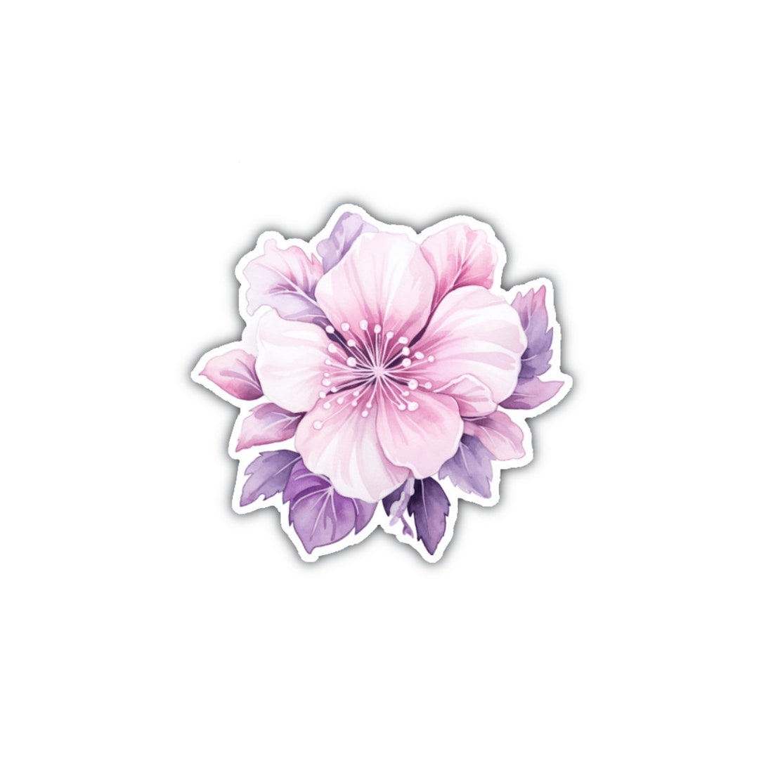 Beautiful Watercolor Pink Flower Sticker, Journal Decor, Gift Idea ...