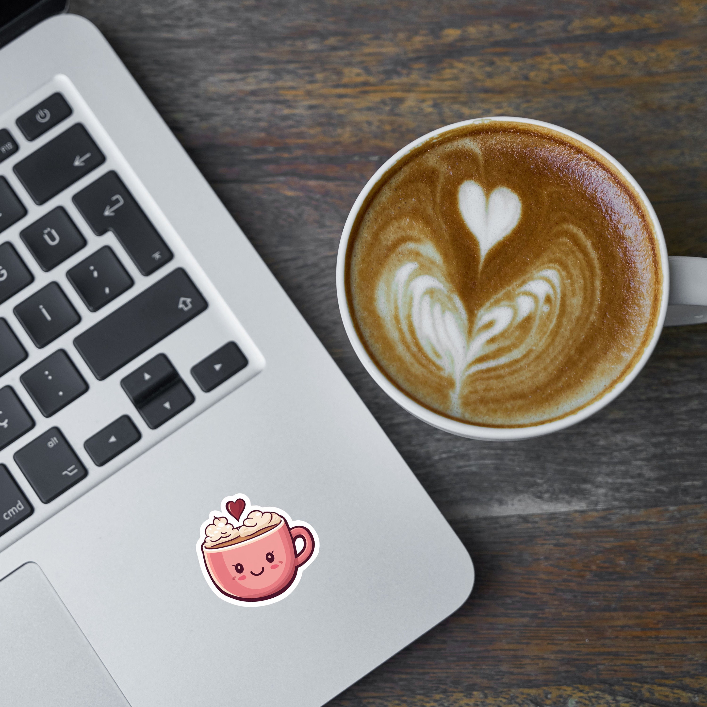 Pink Cute Coffee Lover Sticker With Kawaii Face, Ideal for Journals ...