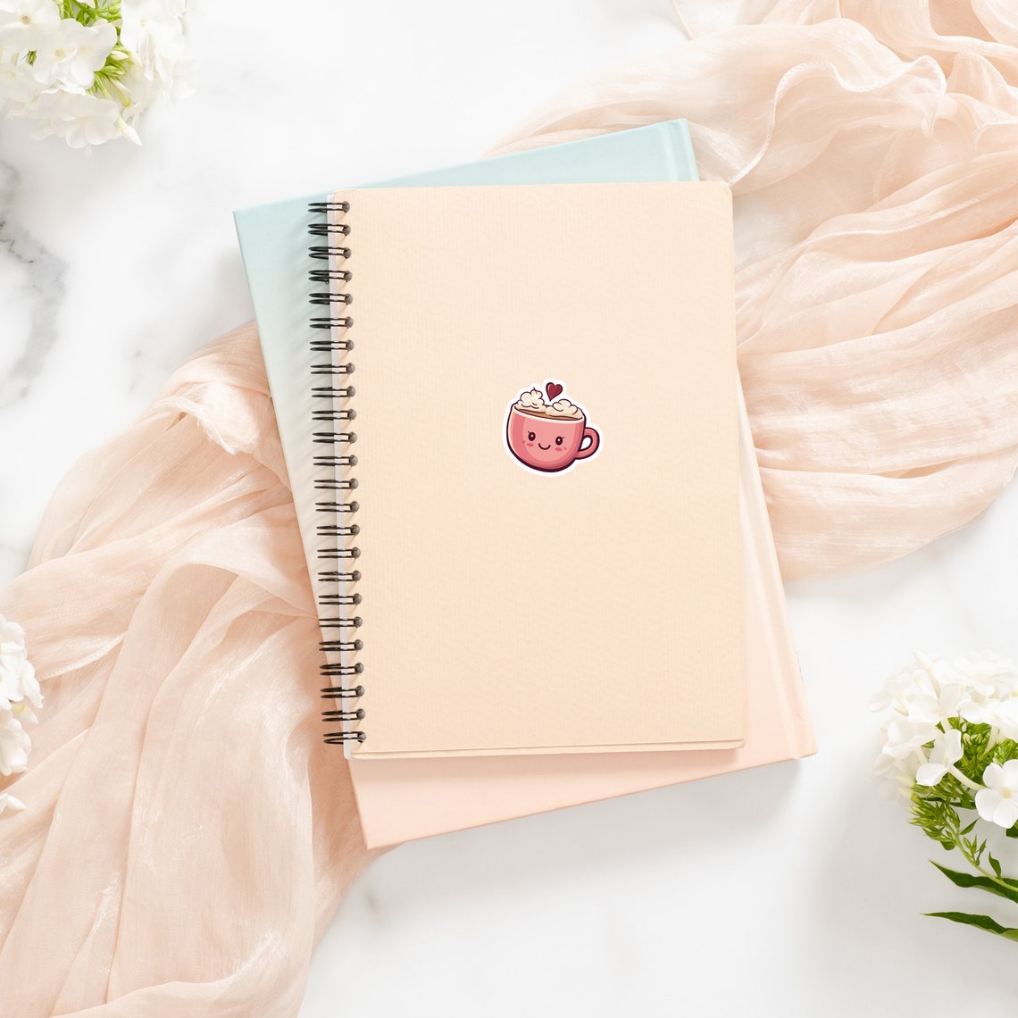 Pink Cute Coffee Lover Sticker With Kawaii Face, Ideal for Journals ...