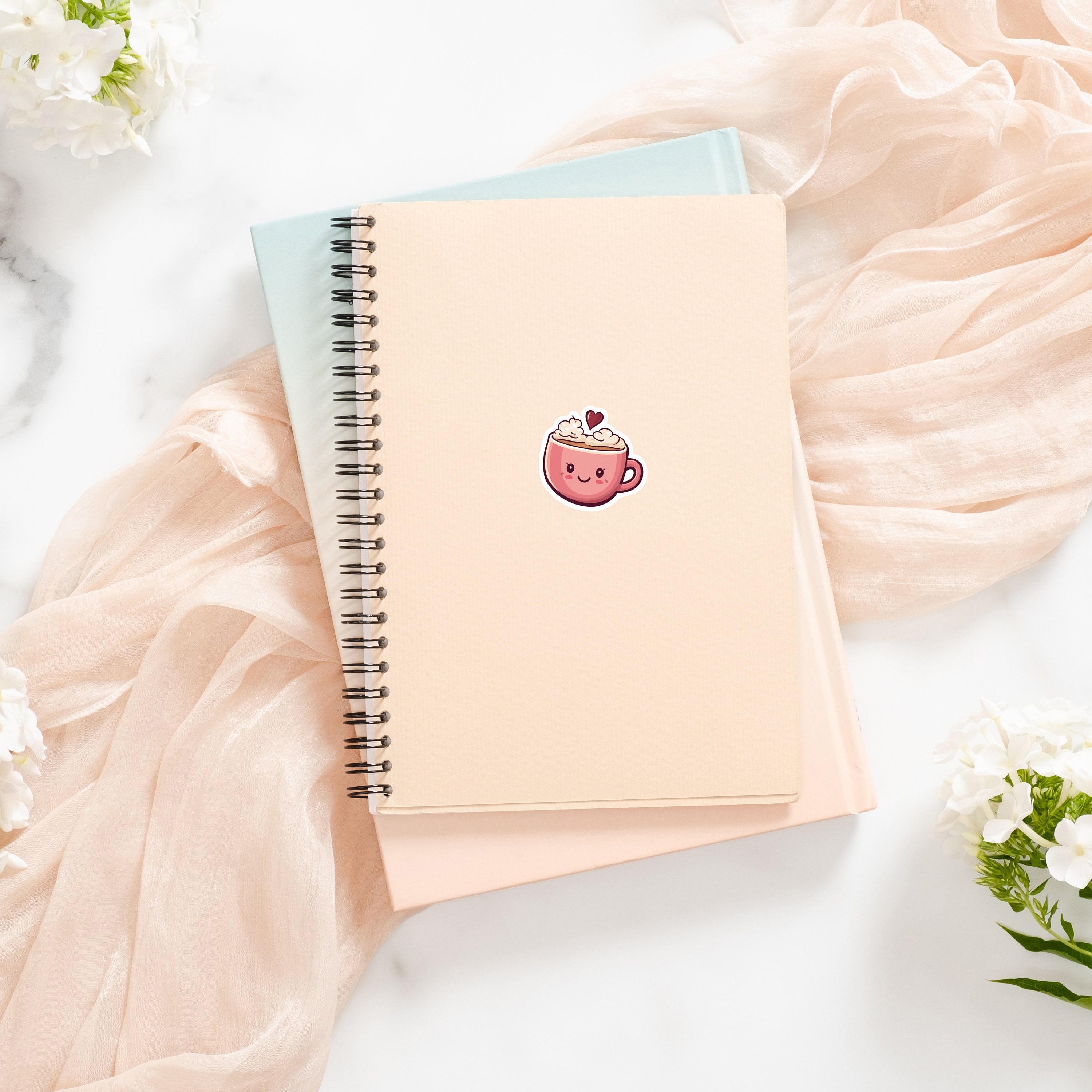Pink Cute Coffee Lover Sticker With Kawaii Face, Ideal for Journals ...