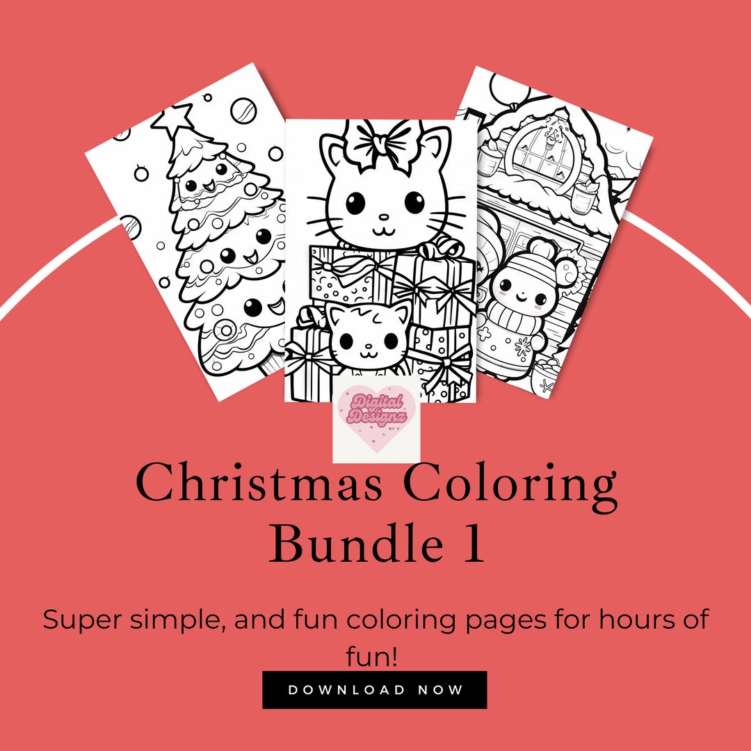 Christmas Coloring Page Bundle 1 - Etsy