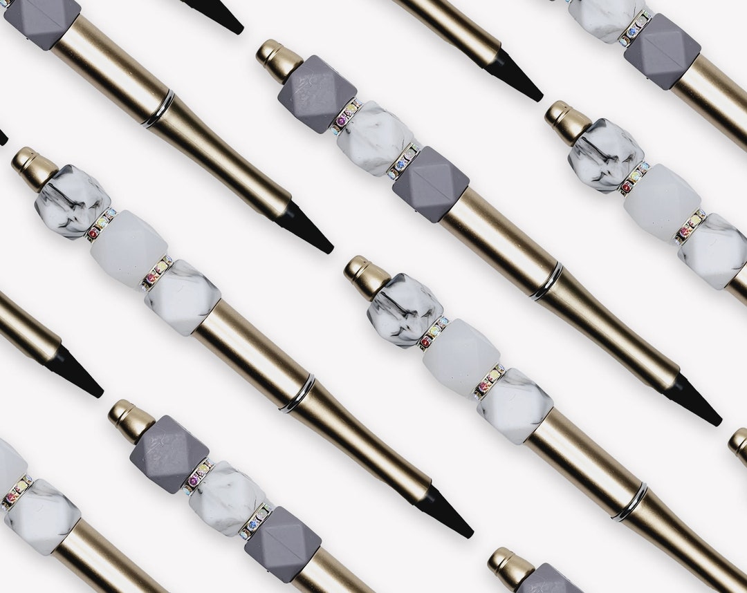 Marble Ballpoint Beaded Pen Gold Nice Fancy Pens Black Ink - Etsy