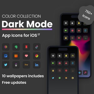 Icon Pack Dark Mode Gradient Ios 17 | 750+ Icons | 10 Aesthetic ...