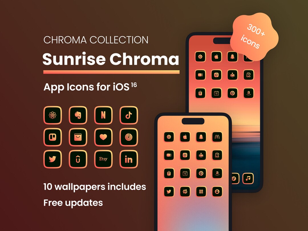 Icon Pack Sunrise Chroma Ios 17 Gradient Border 300 Icons - Etsy