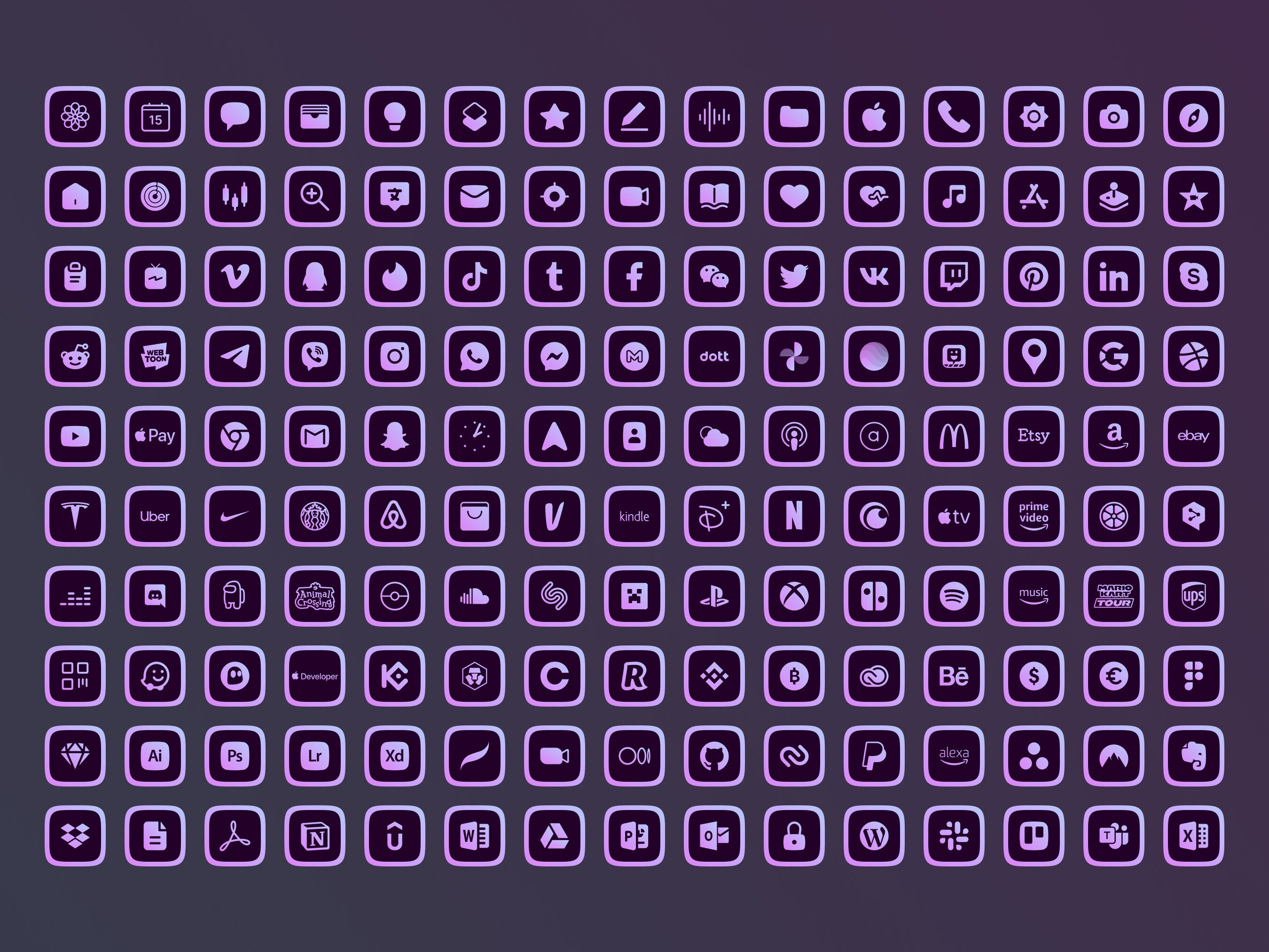 Icon Pack Pastel Chroma Ios 17 Gradient Border 300 Icons 10 Aesthetic ...