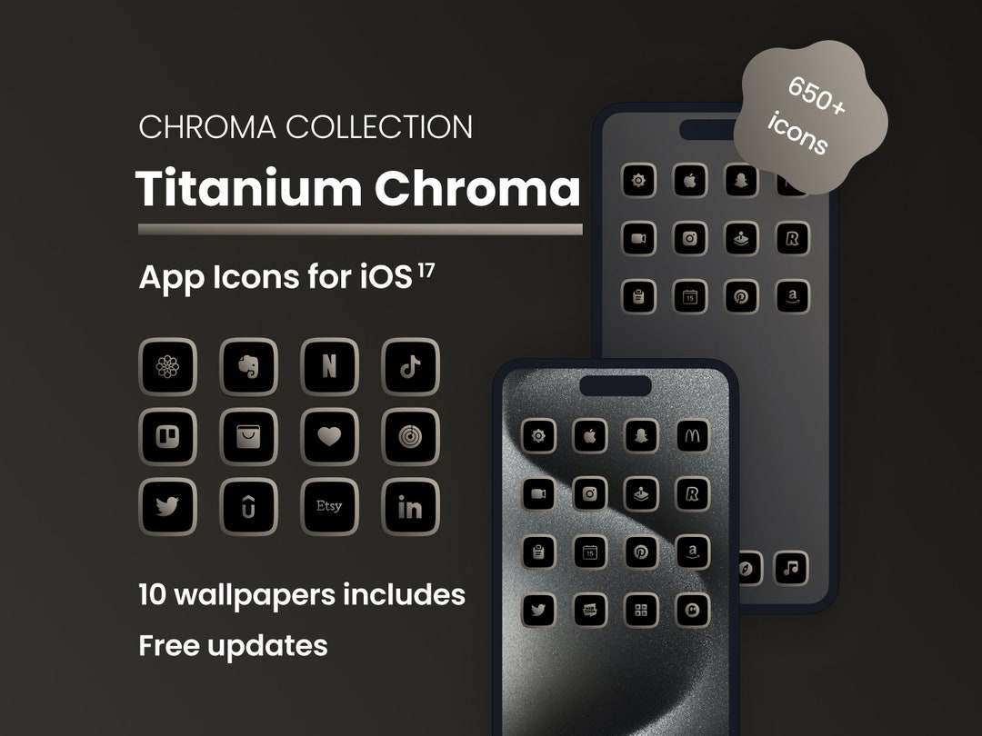 Icon Pack Titanium Chroma Ios 17 | New iPhone 15 PRO Edition | 650 ...