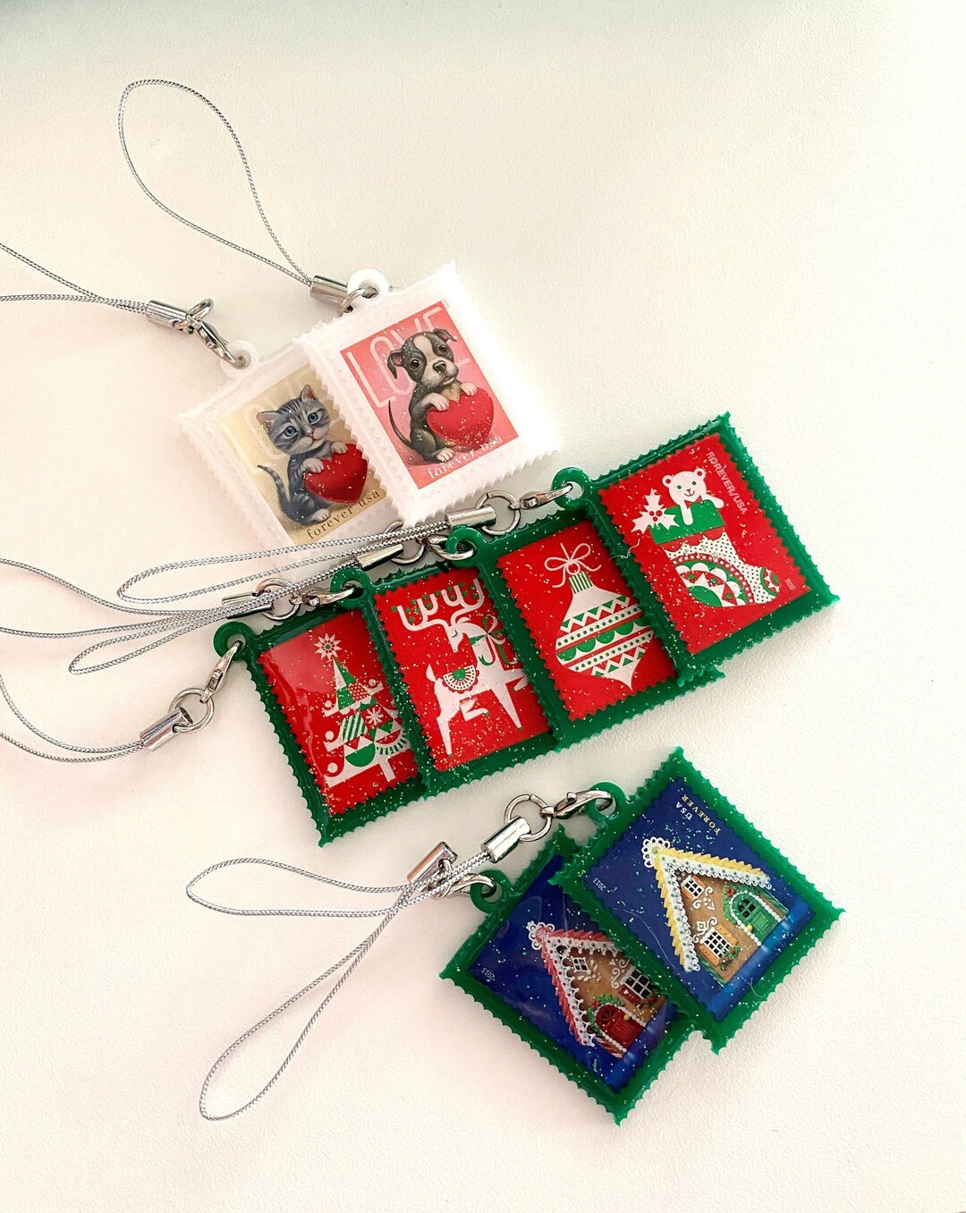 3 or 5 Set of Postage Stamp Mini Keychains / Cell Phone Charms - Etsy