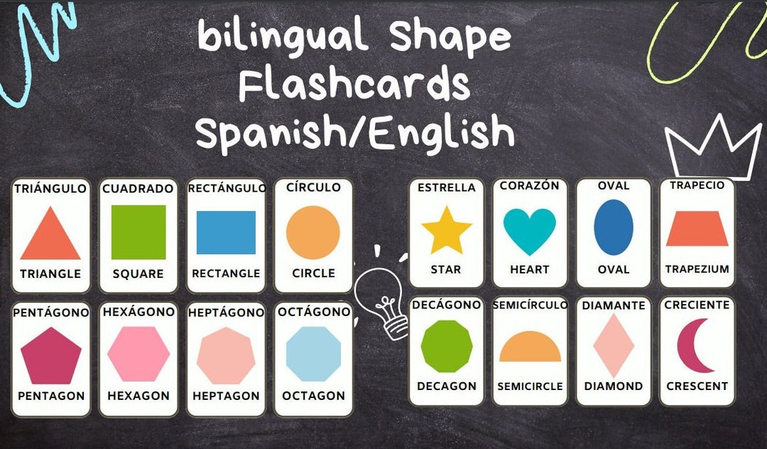 Bilingual Shape Flashcards Spanish/english - Etsy