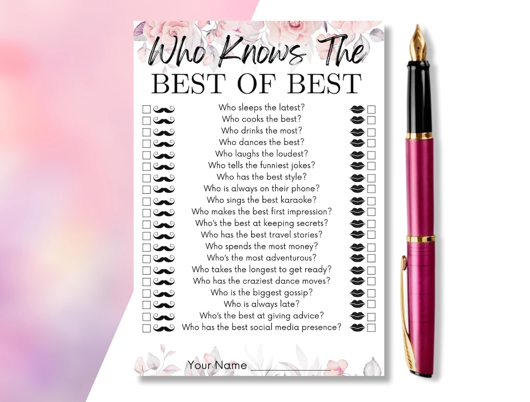 Hen Party Quiz Game: Bridal Shower Printable (PDF Download A5 Size) - Etsy
