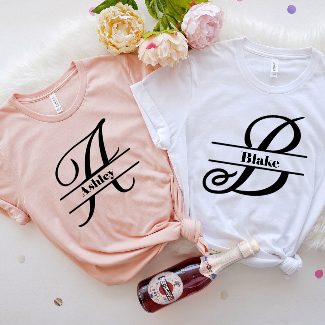 Customized Name Initial Shirt, Alphabet Letter T-shirt, Letter Custom ...