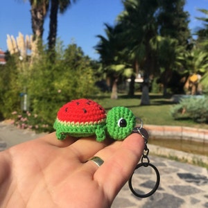 Crochet Keychain Cute Turtle, Handmade Key Chains, Small Turle Keychain ...
