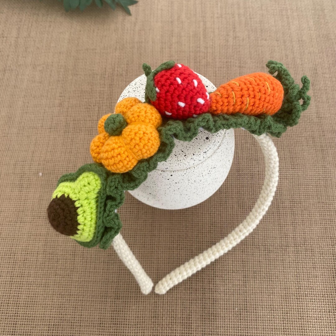 Handmade Crochet Fruit and Vegetable Headband – Fun Food Hair Accessory ...