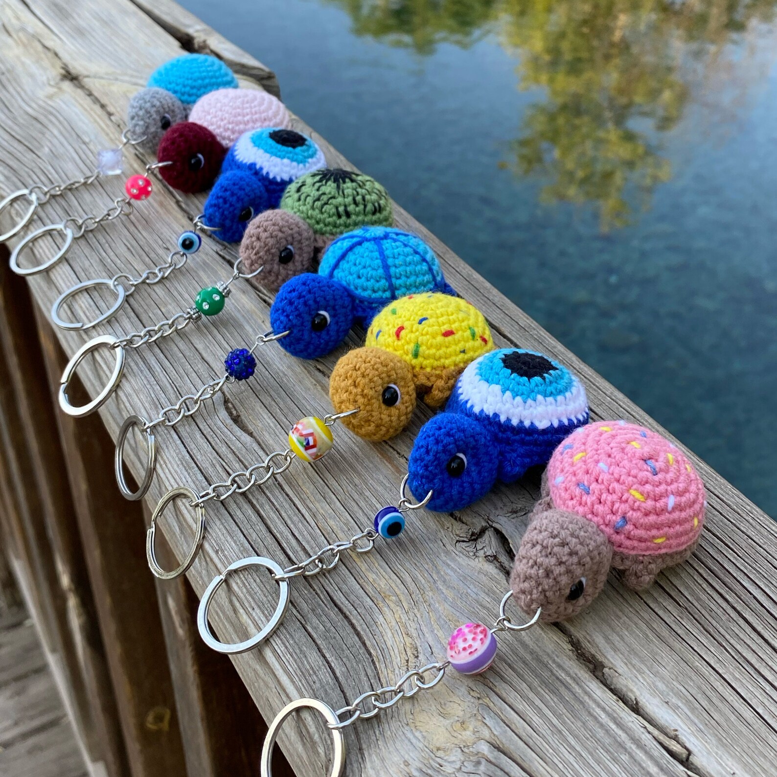 Crochet Keychain Cute Turtle, Handmade Key Chains, Small Turle Keychain ...