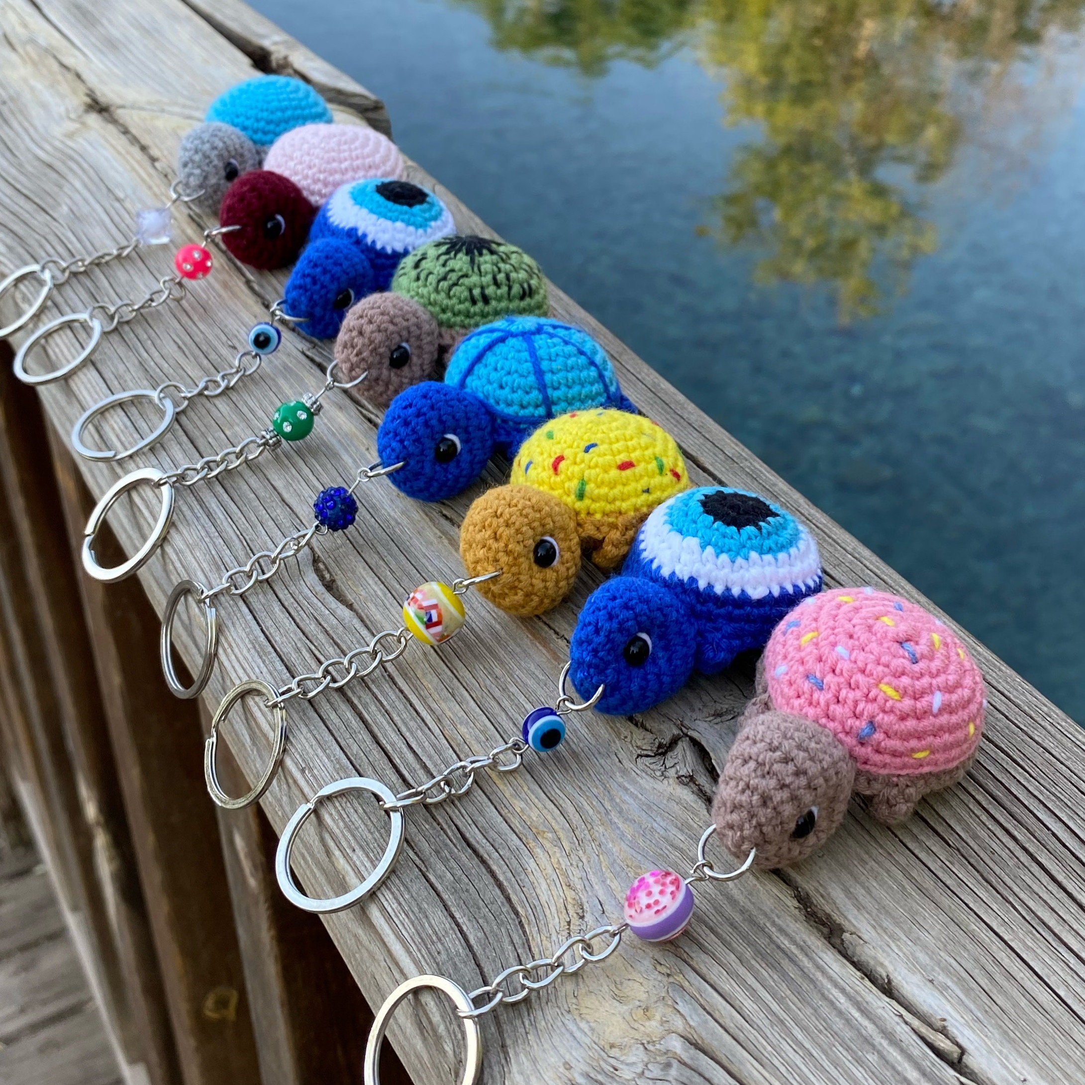 Crochet Keychain Cute Turtle, Handmade Key Chains, Small Turle Keychain ...