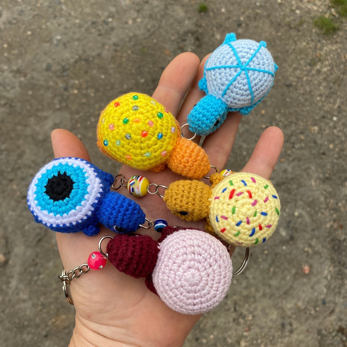 Crochet Keychain Cute Turtle, Handmade Key Chains, Small Turle Keychain ...