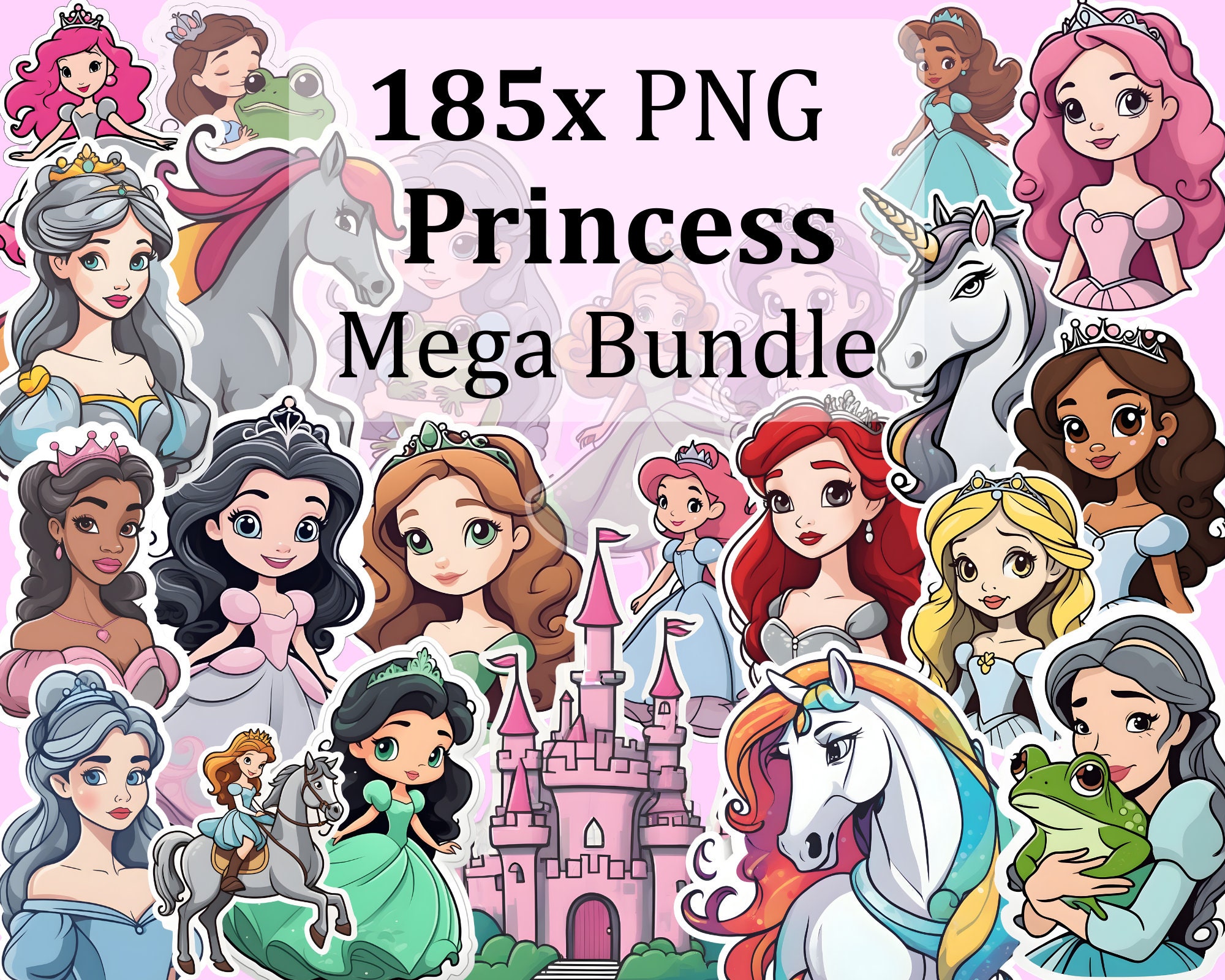 185x PRINCESS Clipart Mega Bundle PNG Images, Transparent Background ...