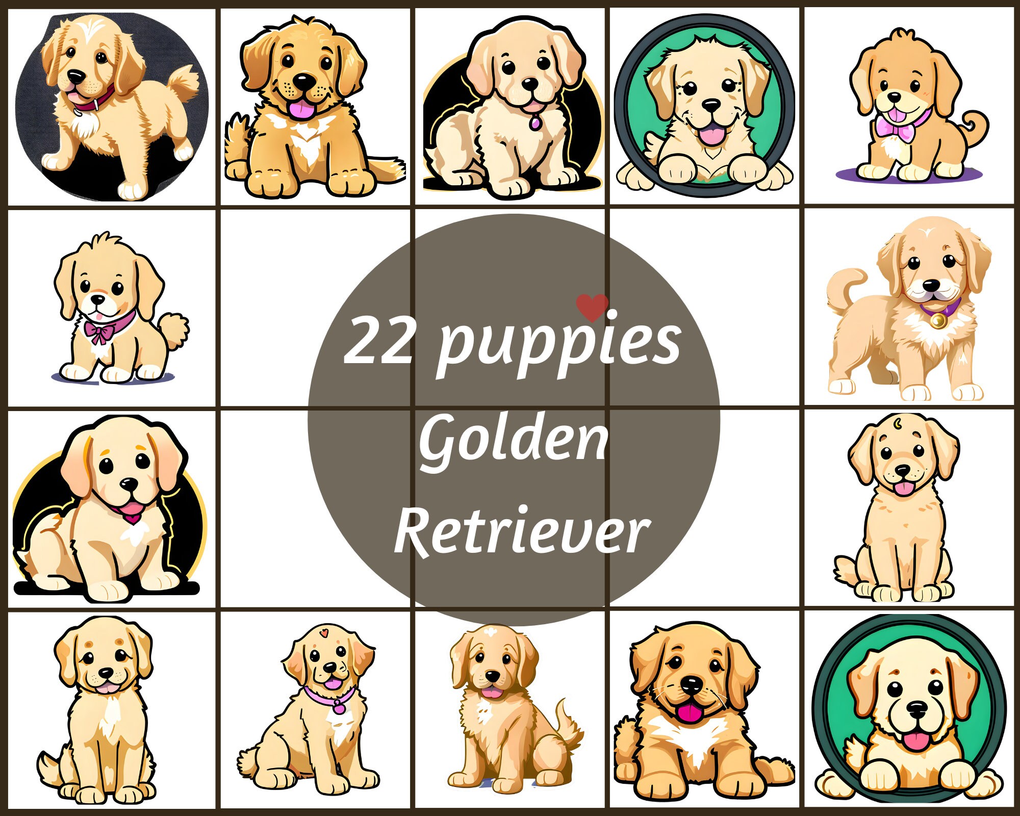 22x Puppy Golden Retriever Clipart Bundle PNG Images - Etsy