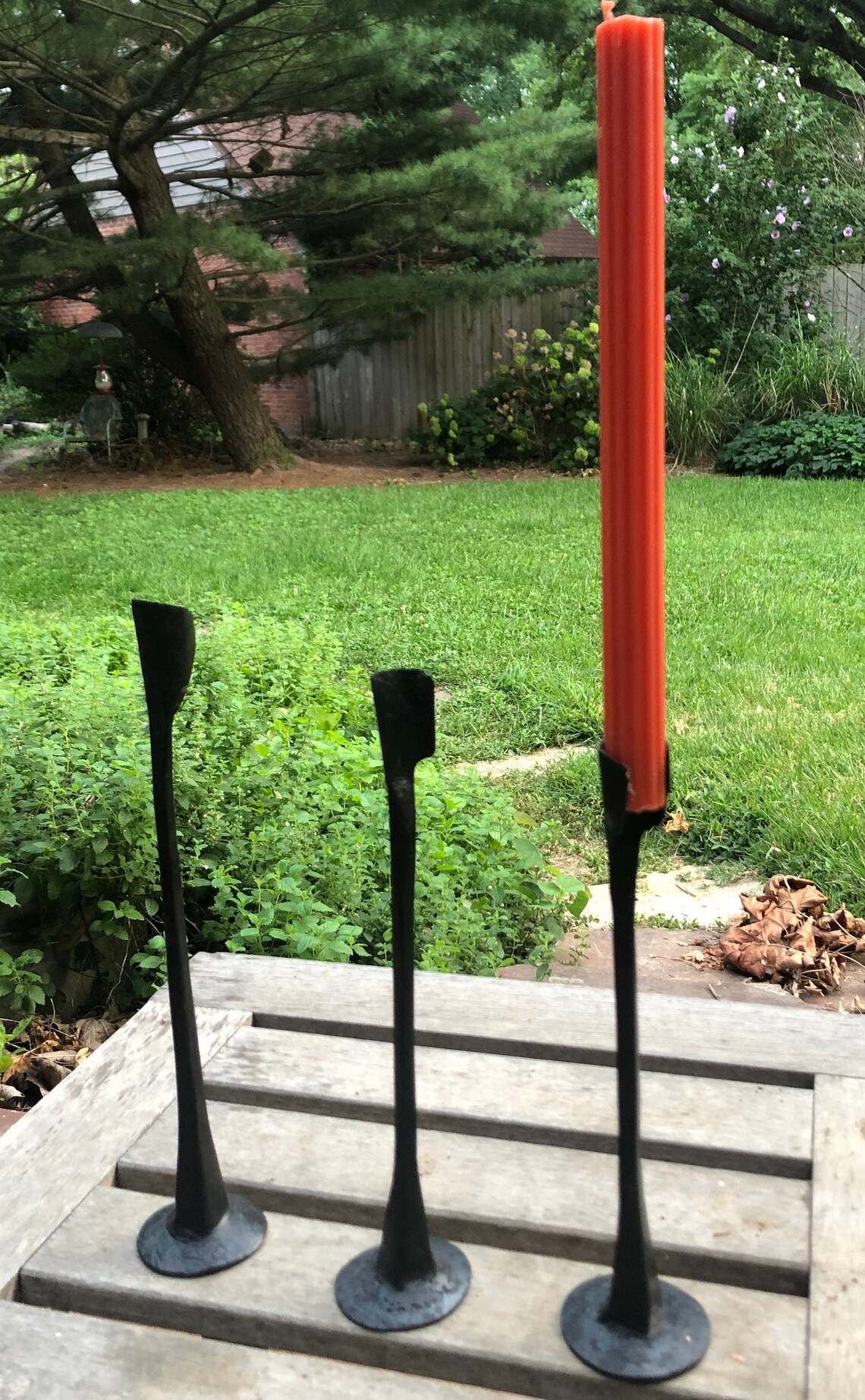 Set of 3 Hand Forged Candle Sticks/taper Candle Holder, Hand Made From ...